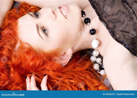 Curly Redhead Beauty Stock Photo Image Of Eyed Demure