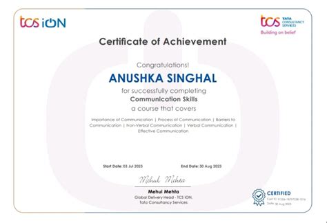 Anushka Singhal On Linkedin Communicationmatters Tcscertificate Effectivecommunication