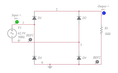 Full Wave Rectifier Without Filter Multisim Live