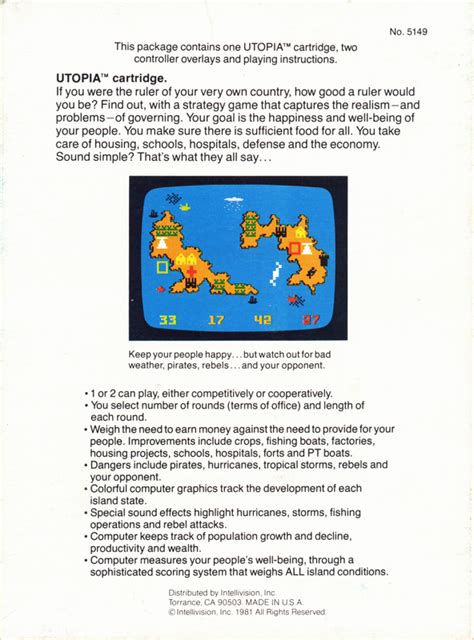 Utopia 1981 Box Cover Art Mobygames