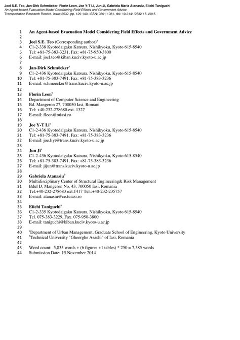 Pdf An Agent Based Evacuation Model Considering Field Effects And