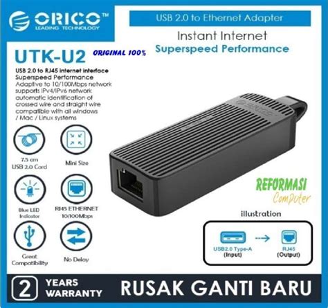 Promo USB LAN ORICO USB 2 0 To Ethernet LAN Adapter 100 Mbps UTK U2 Diskon 9 Di Seller SAFKA