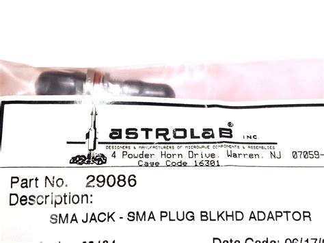 Astrolab 29086 Lot Of 6 Sma Jack Sma Plug Bulkhead Adapter Global Test Equipment