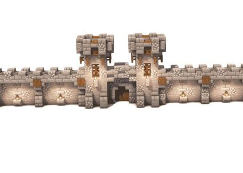 Medieval Stone Wall And Gate In 2024 Minecraft Wall Designs Minecraft Castle Minecraft Castle