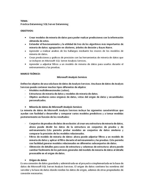 Práctica Datamining Sql Server Datamining Descargar Gratis Pdf Procesamiento De Datos