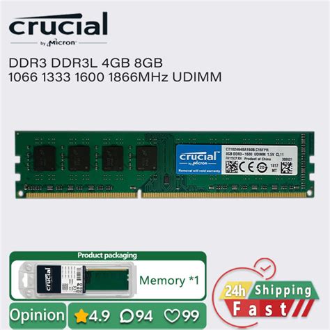 Crucial Ddr3 Ddr3l 4gb 8gb 1600 1866 1333 1066 Mhz Desktop Memory Udimm Ram Pc3 Pc3l Daraz Lk