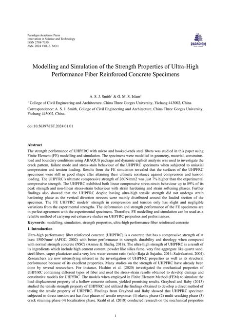 Pdf Modelling And Simulation Of The Strength Properties Of Ultra High Performance Fiber