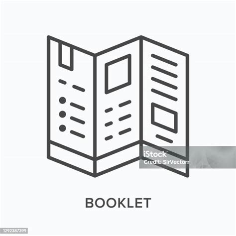 브로셔 플랫 라인 아이콘 광고와 소책자의 벡터 개요 그림입니다 전단지 전단지 디자인 블랙 얇은 선형 픽토그램 용 폴리그래피