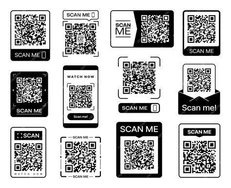 휴대폰 바코드 스캐너용 Qr 코드 스티커 스캔 프리미엄 벡터