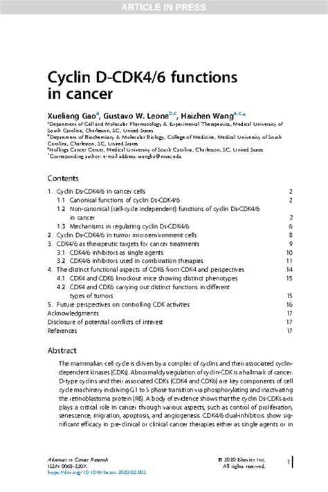 Nhóm 11 Cyclin D Cdk46 Functions In Cancer 1 240725 150841 Cyclin D Cdk4 6 Functions In