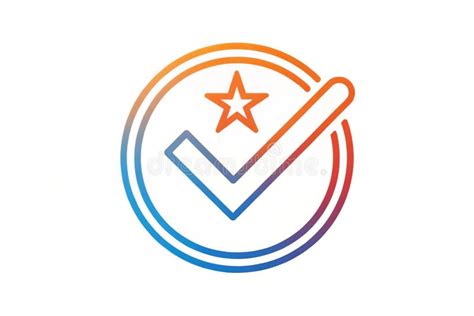 Modern Checkmark Icon With Gradient Lines Featuring A Star Symbol Representing Quality