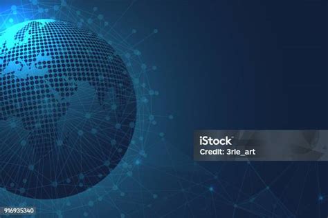 연결 점 들과 라인 블루 다각형 공간 배경을 추상 이진 세계 지도 0명에 대한 스톡 벡터 아트 및 기타 이미지 0명 3차원 형태 개념 Istock