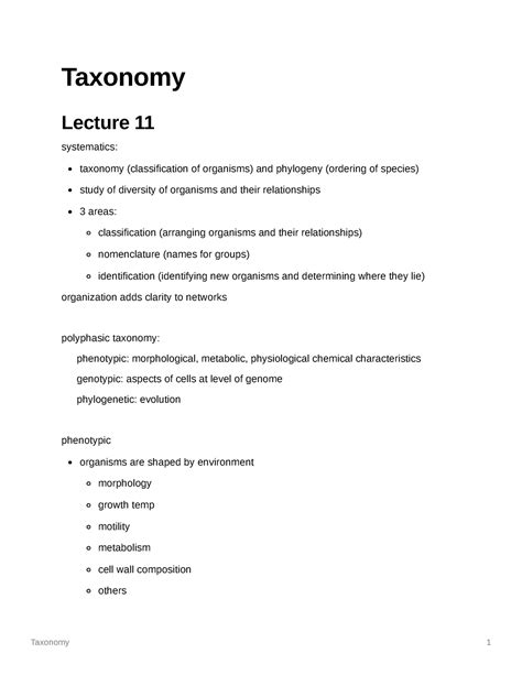 Taxonomy Taxonomy Lecture 11 Systematics Taxonomy Classification Of Organisms And Phylogeny