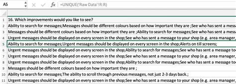 Microsoft Excel Extract Results From Unique Function As Text That Can