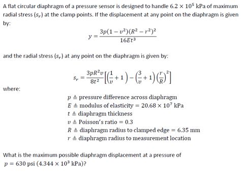 Solved A Flat Circular Diaphragm Of A Pressure Sensor Is