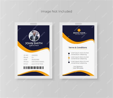 현대적인 기업 신분증 디자인과 사무실 직원 신분증 템플릿 프리미엄 벡터