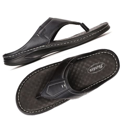 Bata Black Chappal For Men Bata
