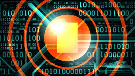 전자 회로 기판 바이너리 코드와 미래 배경 추상화 하 고 잘 조직 된 레이어 프레임 컴퓨터 디지털 기술 텍스트 심볼 로고에 대 한 장소 개념에 대한 스톡 벡터 아트 및 기타