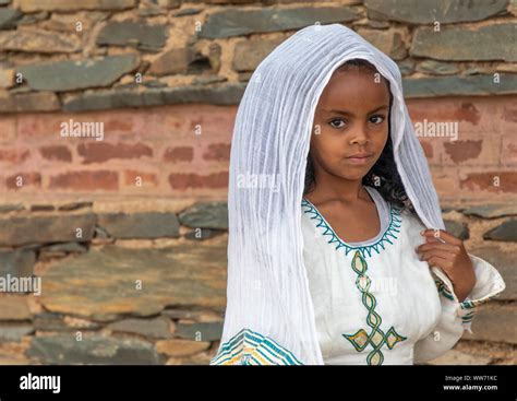 Portrait Of An Orthodox Girl Central Region Asmara Eritrea Stock