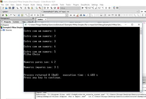 C Pilha Não Funciona Corretamente No Codeblocks Stack Overflow Em
