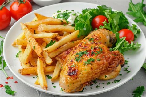 Top View Of Delicious Fried Chicken With French Fries Premium Ai Generated Image