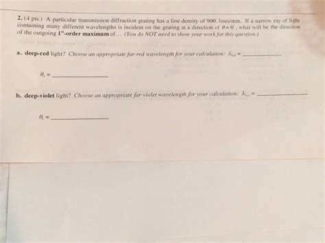 Solved A Particular Transmission Diffraction Grating Has A