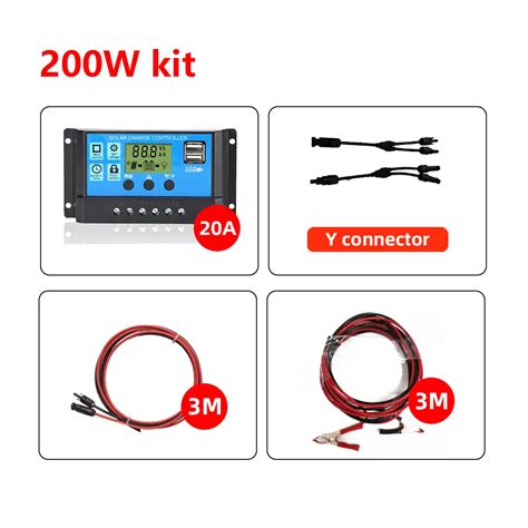 태양 전지 패널 시스템 태양 전지 충전 컨트롤러 3m 태양 전지 연장 케이블 3m 배터리 케이블 100w 200w 300w 12v 연결 20a