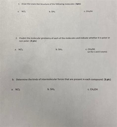 Solved Draw The Lewis Dot Structure Of The Following Chegg Com