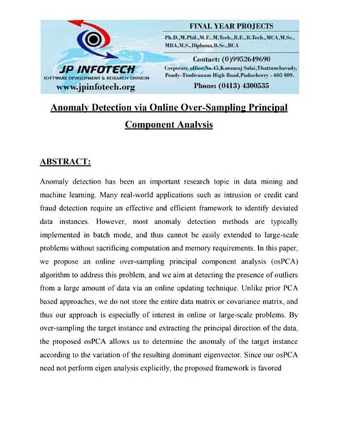 anomaly detection via online over sampling principal component analysis