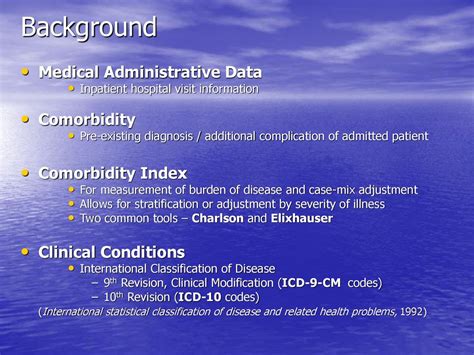 calculating measures of comorbidity using administrative data ppt