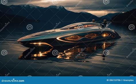 Futuristic Hi Tech Boat With Sleek Appearance Stock Illustration Illustration Of Mediterranean