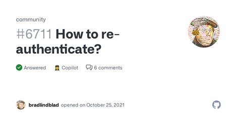 How To Re Authenticate · Community · Discussion 6711 · Github