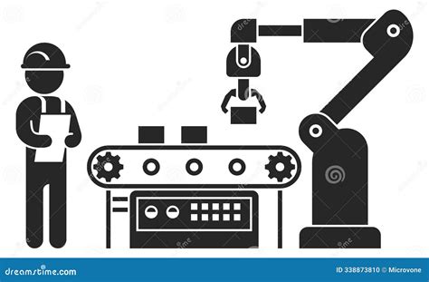 Automatic Assembly Line Orange Robot Arm Manipulator With Empty