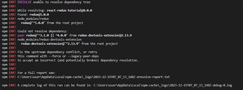 패키지 의존성 충돌 버전 에러 해결 Eresolve Unable To Resolve Dependency Tree