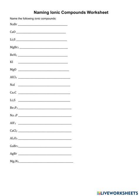 Naming Ionic Compounds Worksheet W Answers