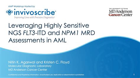 Leveraging Highly Sensitive Ngs Flt3 Itd And Npm1 Mrd Assessments In Aml Youtube