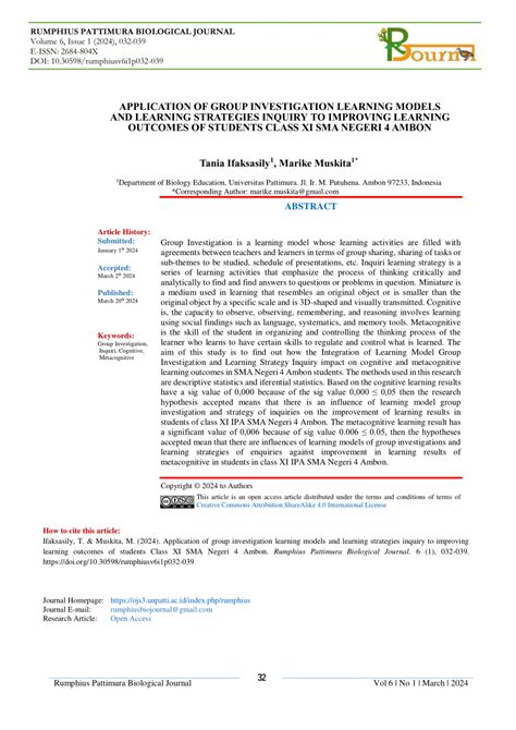 Pdf Application Of Group Investigation Learning Models And Learning Strategies Inquiry To