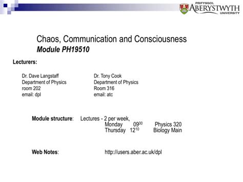 Chaos Communication And Consciousness