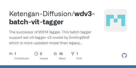 Github Ketengan Diffusionwdv3 Batch Vit Tagger The Successor Of Wd14 Tagger This Batch