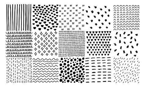 손으로 그린 낙서 스타일로 설정된 크로스 해칭 패턴 해치 사각형 드로잉 기술 기하학적 모양 획 간단한 스케치 디자인 요소 벡터