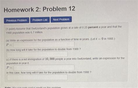 Solved Homework 2 Problem 12 Previous Problem Problem List
