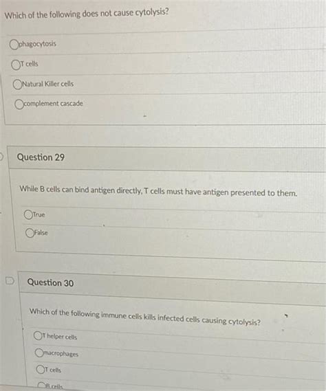 Solved Which Of The Following Does Not Cause Cytolysis