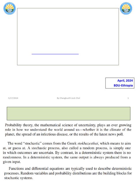 Stochastic Process Chapter 1 Pdf Stochastic Mathematics