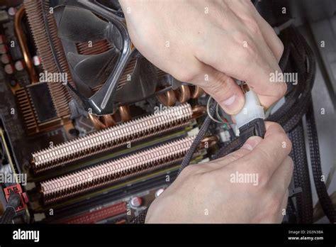 Connecting Computer Connectors Laying Wires Cleaning Dust Stock Photo Alamy