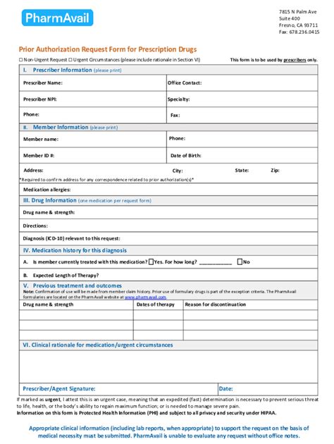 Fillable Online PharmAvail Prior Authorization Request Form Fax Email Print PdfFiller