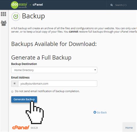 full backup doteasy web hosting