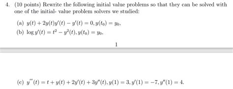 10 Points Rewrite The Following Initial Value