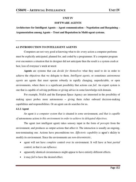 Cs8691 Unit 4 Pdf Intention Negotiation