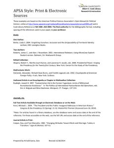 APSA Style Guide Reference List Citations