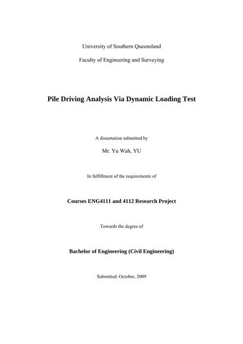 Pdf Pile Driving Analysis Via Dynamic Loading Test Usq Q